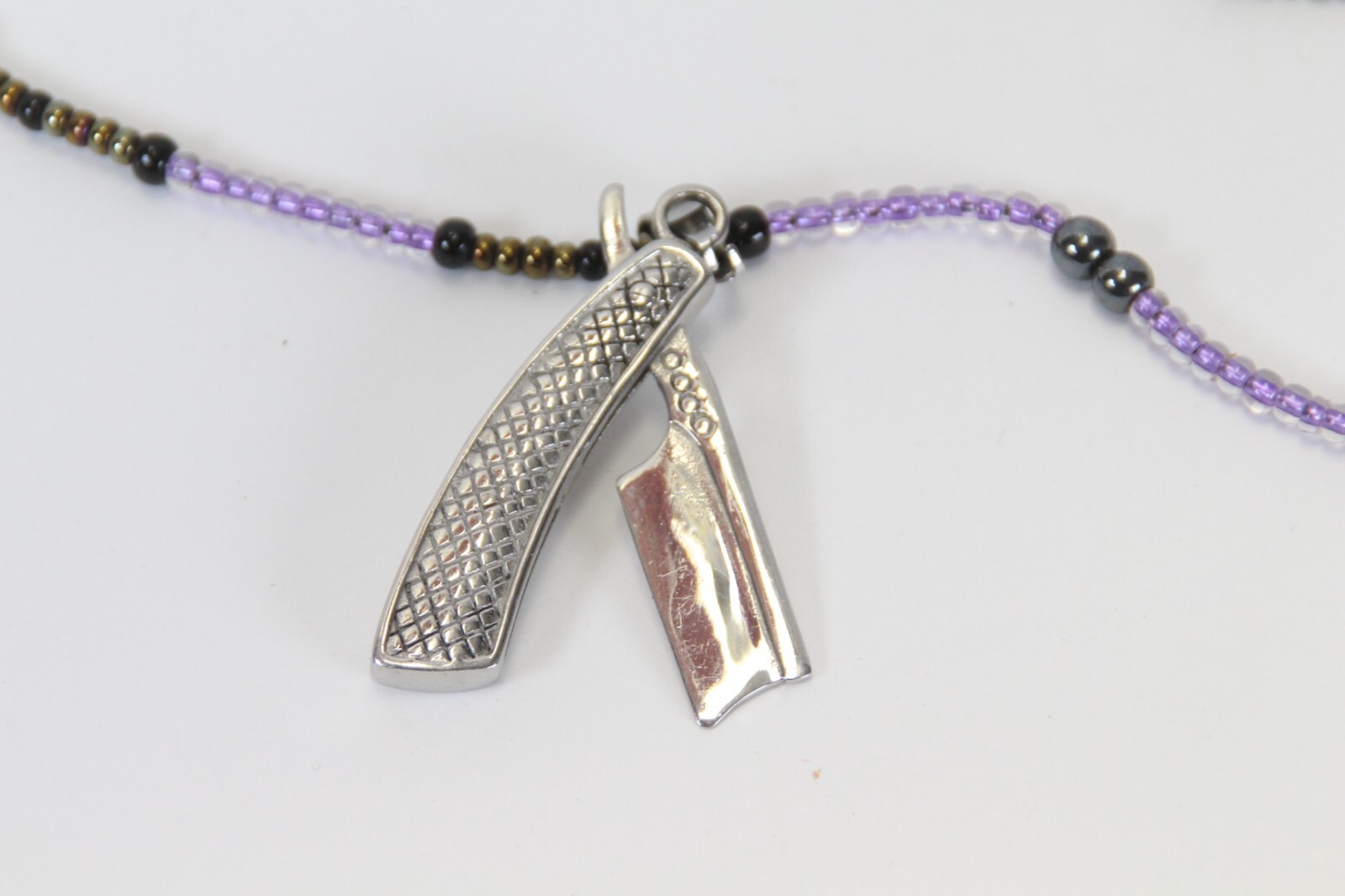 Straight Edge Razor Necklace Shave Punk Razer Handmad… - Gem