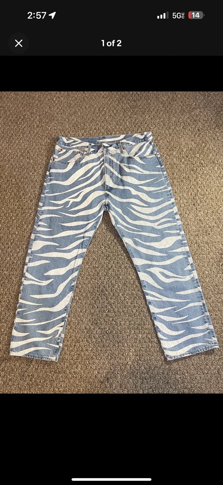 Levi's x Clot Tiger Print Denim Jean's Pants Size 34 … - Gem