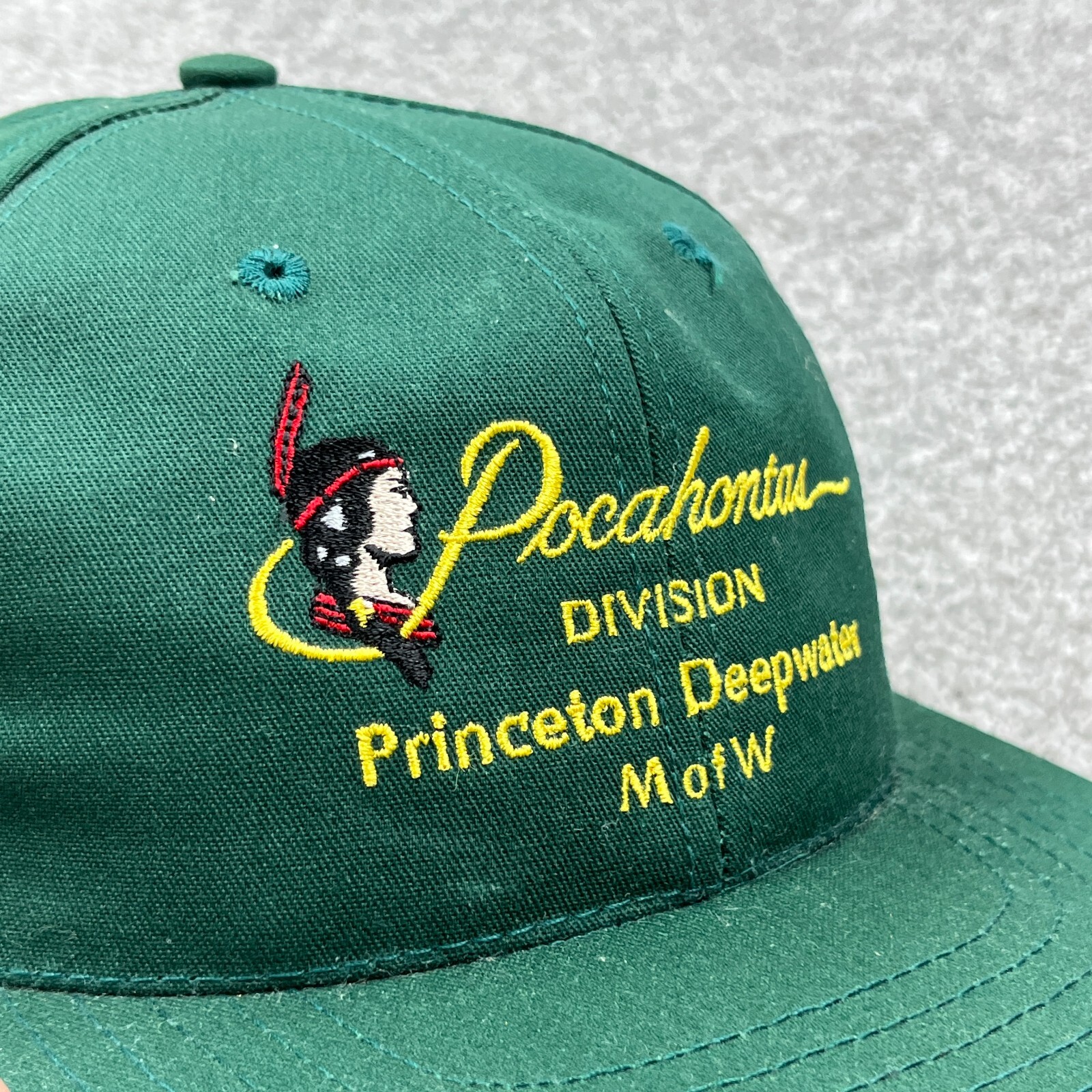 Vintage Pocahontas Rail Road Hat Cap Snapback Green U… - Gem