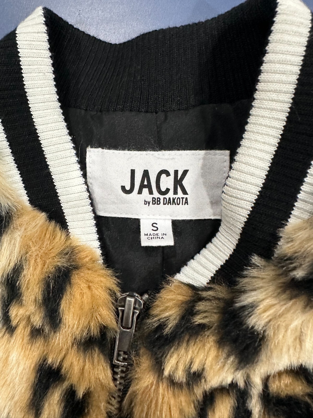 WOMEN'S FAUX FUR BOMBER JACKET LEOPARD CHEETAH SIZE SMALL JACK BY BB ...