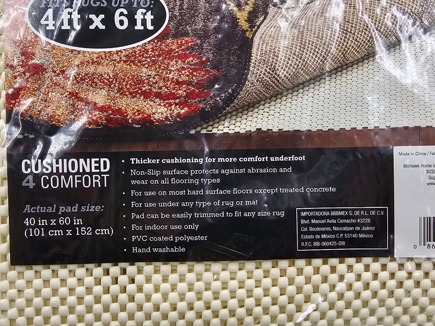 Mohawk Rug Pad Comfort Grip Non Slip Gripper 40" x 60" Fits 4x6 New | eBay