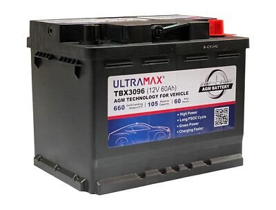 Ultramax YBX7027 TBX3096 12V EFB Stop Start 027 Type Car Battery 60Ah ...
