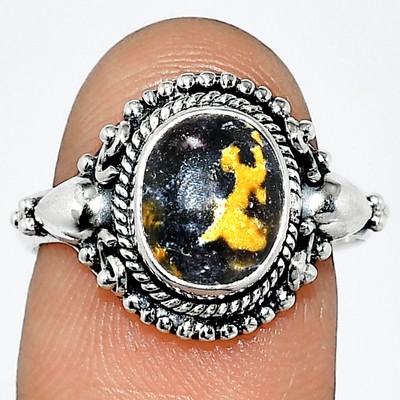 Natural Indian Blanket Jasper 925 Sterling Silver Ring s.7.5 Jewelry R ...