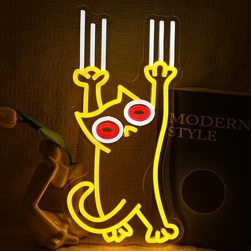 Neon Sign Funny Cat LED Light Sign Wall Decoration Dimmable Animal ...