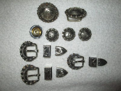 Antique German Silver Concho or 3 pcs Buckle Set Santa Barbara (AGS ...