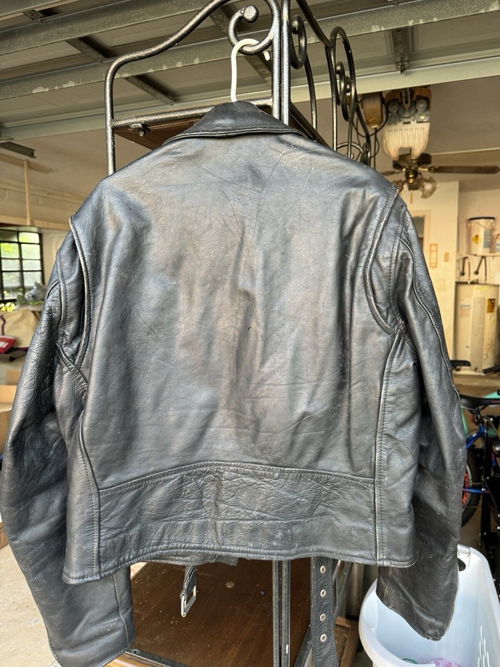 ICS Vintage Leather Motorcycle Jacket Men 44 | eBay