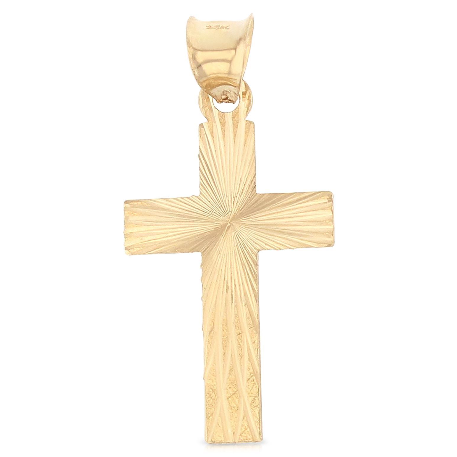 14K Tri Color Gold Cross Stamp Charm Pendant & 3.4mm Hollow Cuban Chain ...