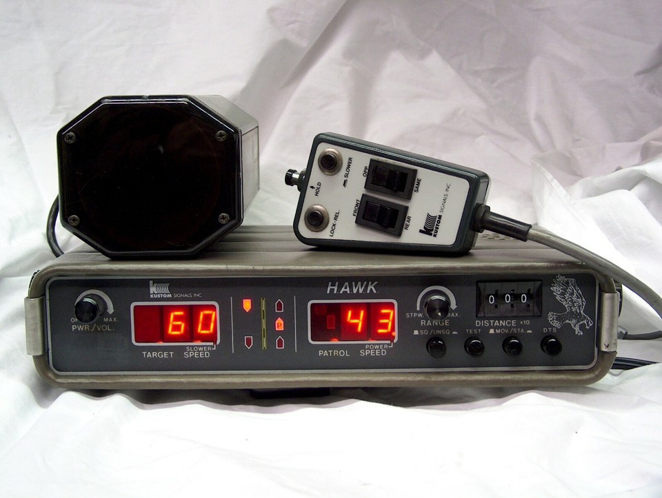 POLICE RADAR DUAL ANTENNA KUSTOM HAWK STA AND MOVING-SAME AND OPP, KPH ...