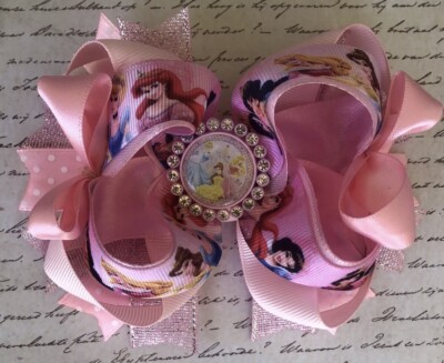 Disney Princess Cinderella Stacked Boutique Hair Bow Girl Disney ...
