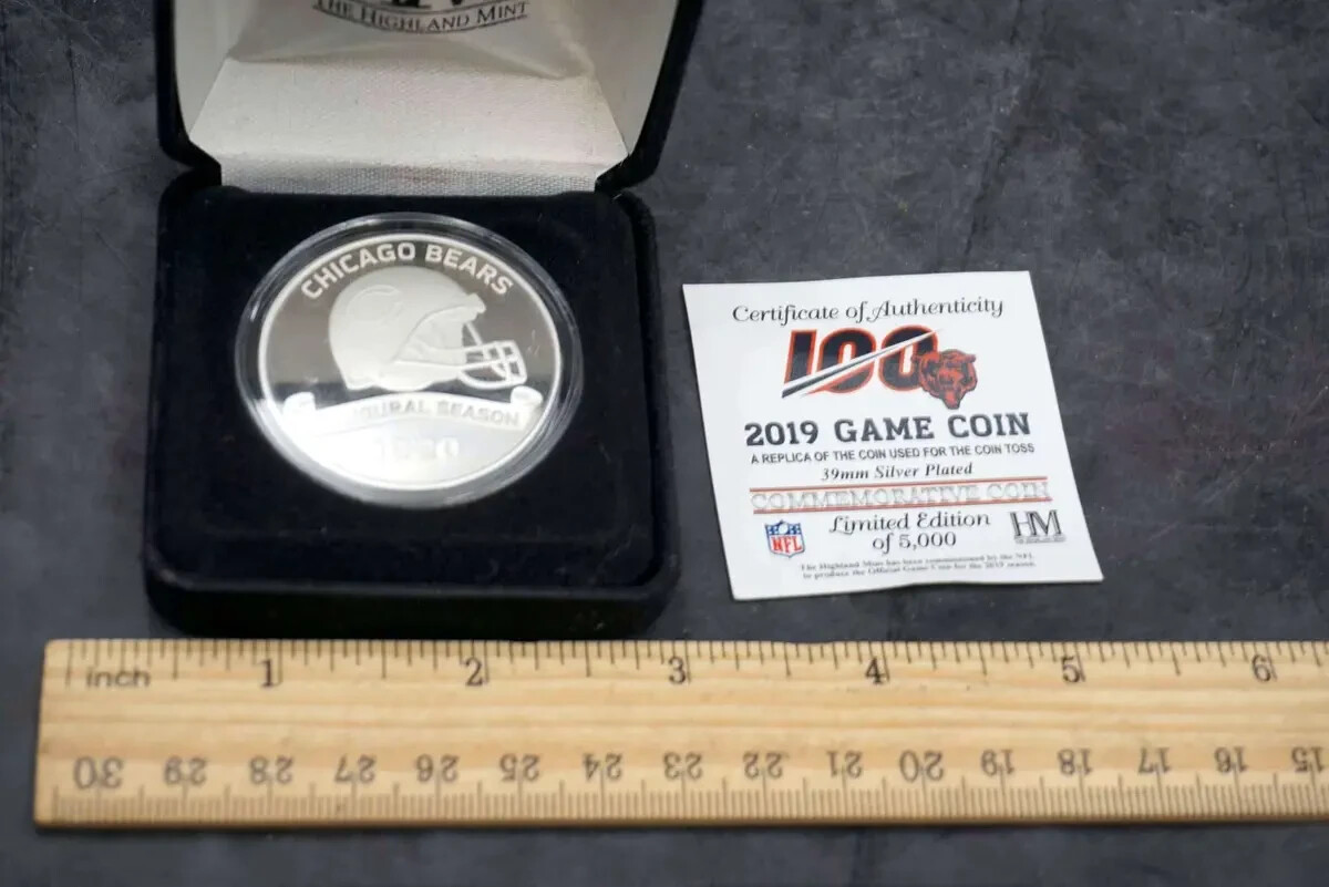 2019 Official NFL 100th Anniversary Tribute Game Coin Chicago Bears w ...