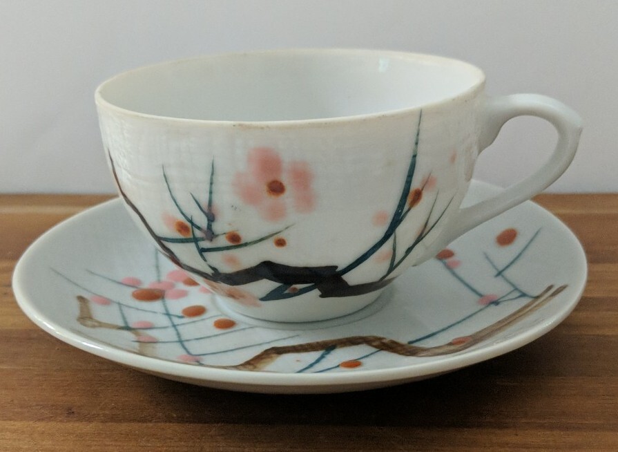 YAMAKA JAPAN Tea Cup & Saucer Set Tree Blossom Design Vintage | eBay