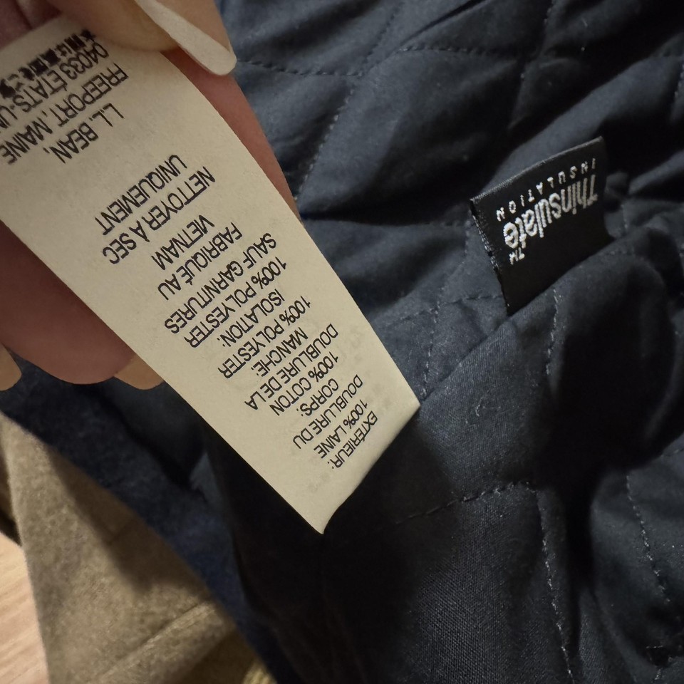 L.L. Bean thick Wool Coat Mens Thinsulate Quilted Lining Button Front ...