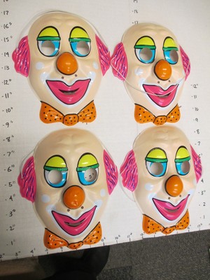 halloween mask 1980s (1) CLOWN circus bald flesh face orange bow tie | eBay