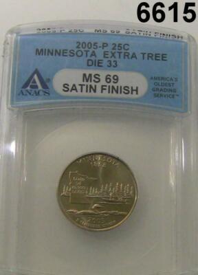 2005 WASHINGTON QUARTER MINNESOTA EXTRA TREE DIE 33 ANACS CERTIFIED ...