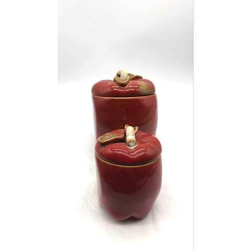 Two Super Cute Red Tilted Apple Canisters With Airtight Lid Seals | eBay