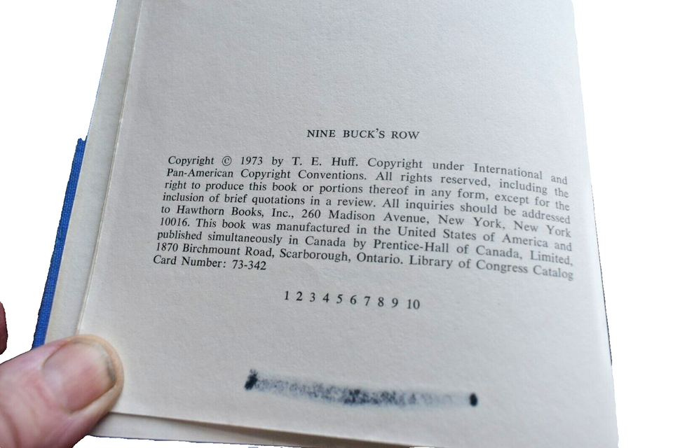 Nine Buck’s Row or Susanah beware by T.E. Huff 1973 H/C 1ST ED.NO D/J ...