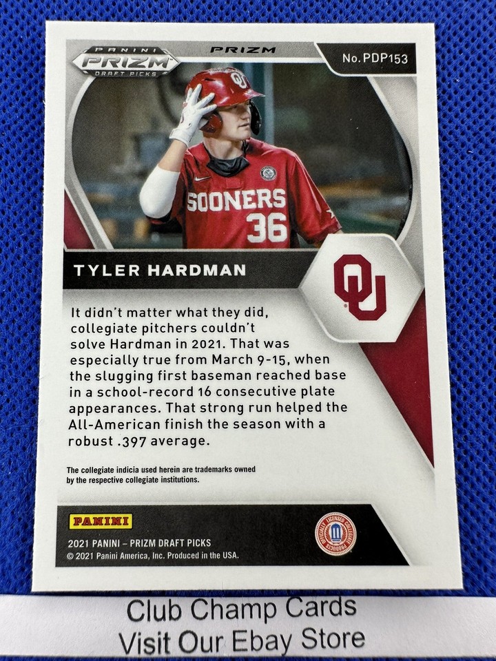 2021 PDP153 Tyler Hardman Panini Prizm Draft Picks Baseball Pink ...
