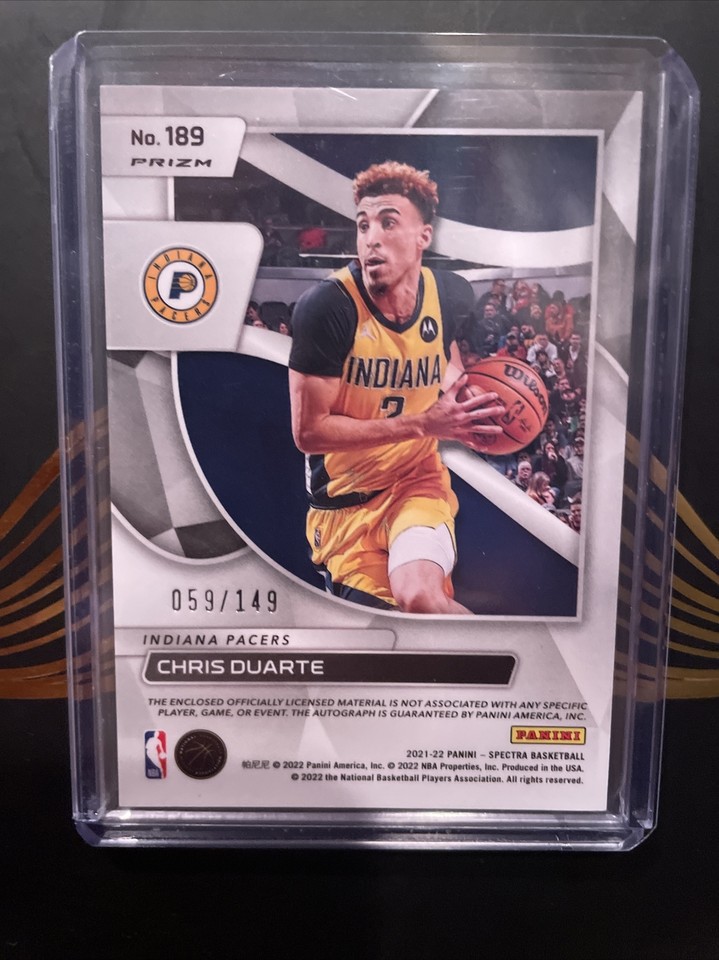 2021 Panini Spectra Basketball Chris Duarte RPA Prizm Patch Auto /149 ...