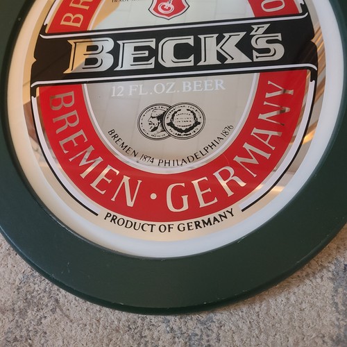 Beck's Beer Bar Mirror Sign Vtg Green Oval Wood Frame 23'x19' | eBay