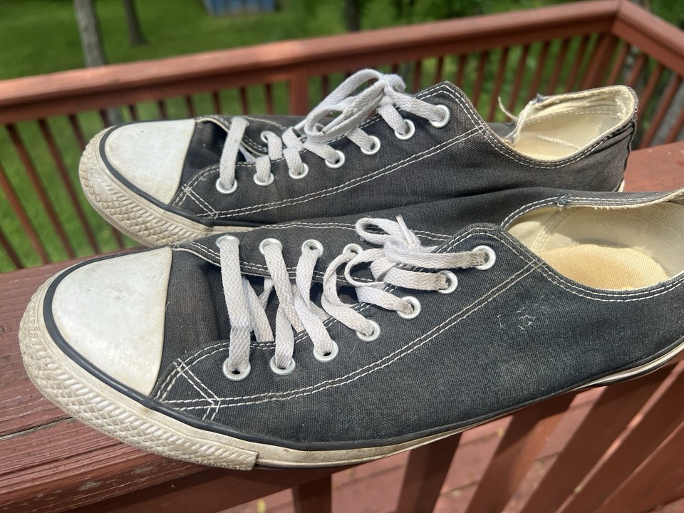 Converse Chuck Taylor All Star Sneakers Black Leather Men’s 13 Thrashed ...