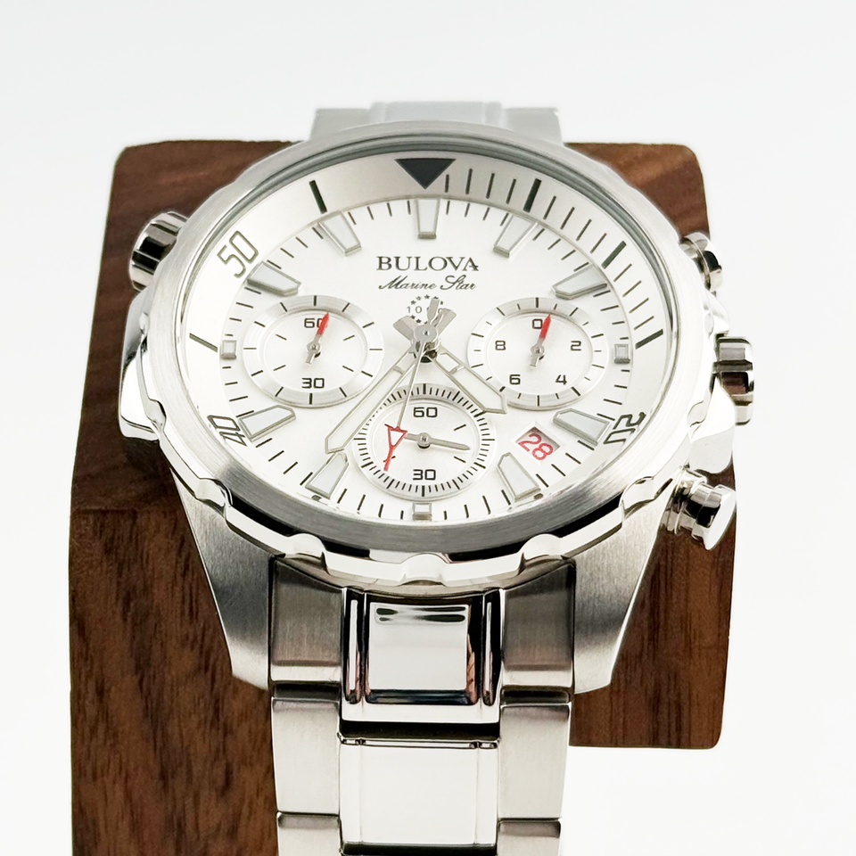 Bulova 96B255 Men's Marine Star Watch White Dial Six-hand Sports ...