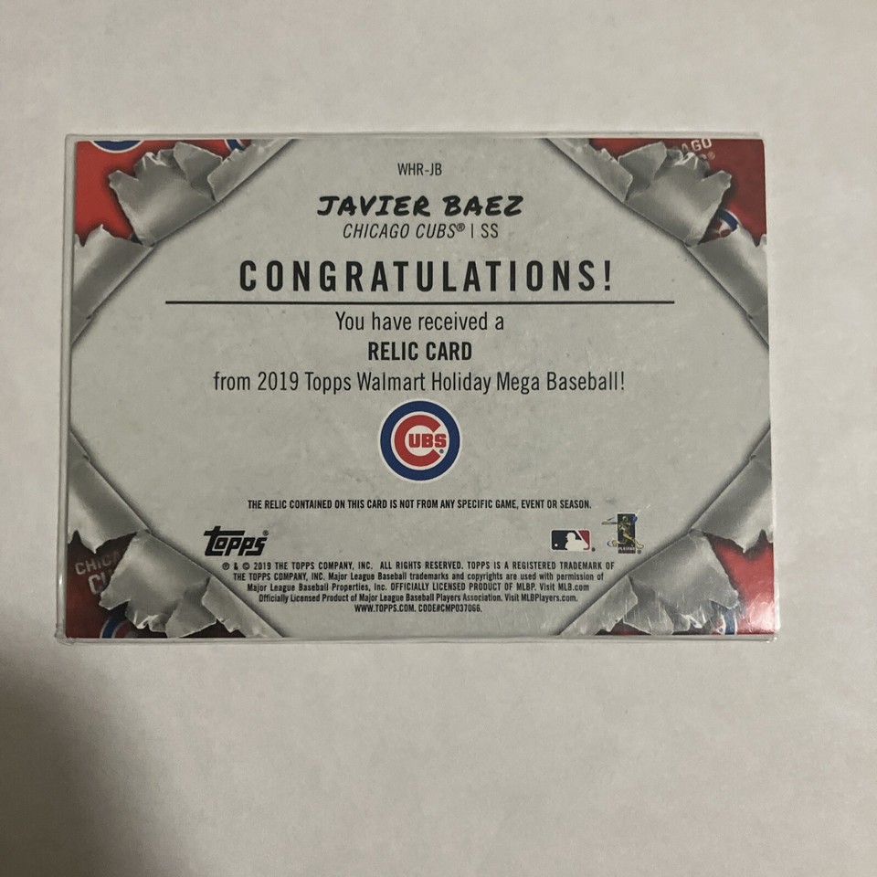 2019 Topps Holiday Javier Baez Bat Relic #WHR-JB CUBS | eBay