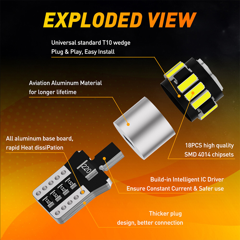 White T10 194 168 W5W High Bright LED Light Bulb Waterproof AU For Car ...