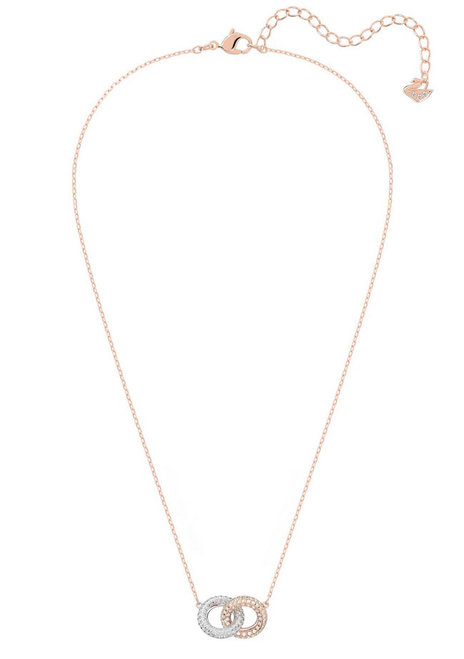 Swarovski Stone Necklace Intertwined Circles, White, Rose Gold-Tone ...