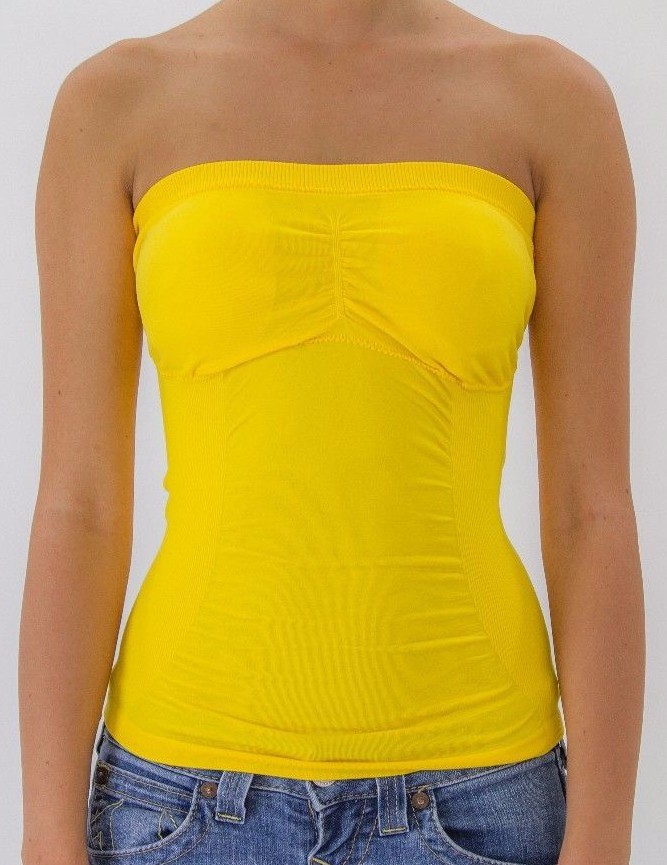 Women's Strapless Ribbed Seamless Bandeau Tube Top Layering Stretch ...