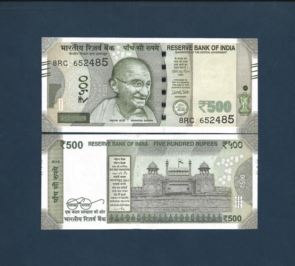 India 500 RUPEES P-114 2018-2025 x 100 Pcs Lot BUNDLE GANDHI UNC Indian ...