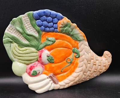 Vintage Lefton China Cornucopia Decorative Platter Thanksgiving Serving ...