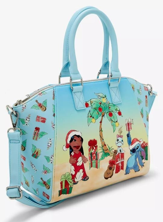 LOUNGEFLY Disney Lilo & Stitch Tropical Christmas LARGE Satchel Purse ...