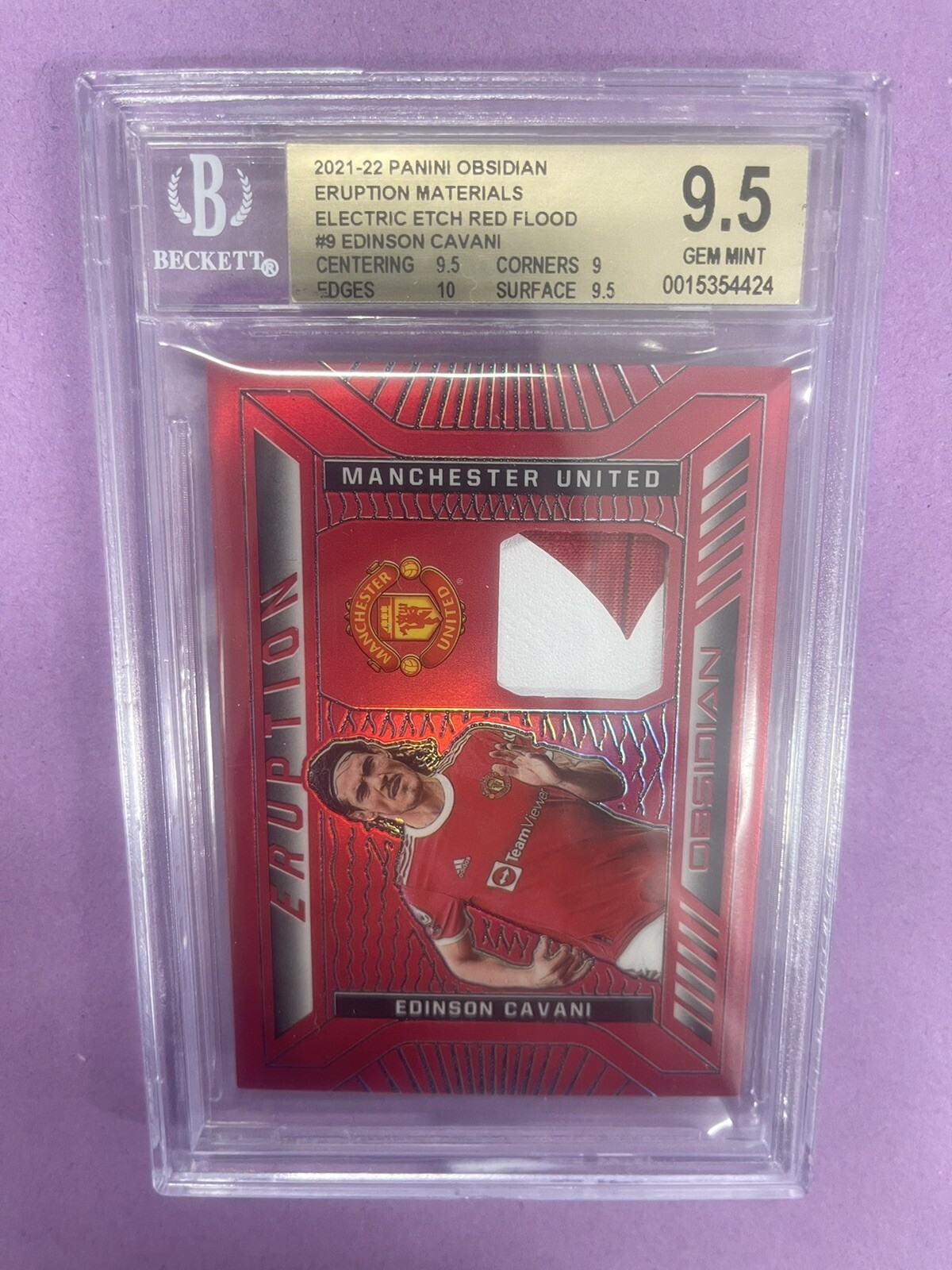 2021-22 Obsidian Edinson Cavani ERUPTION PATCH-RED FLOOD /8 BGS 9.5 POP ...