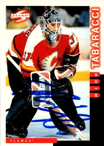 Rick Tabaracci autographed Hockey Card (Calgary Flames, FT) 1997 Score ...