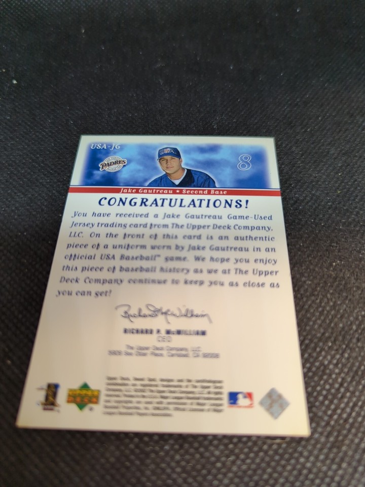 2002 Upper Deck USA Baseball Sweet Spot Jake Gautreau USA-JG patch card ...