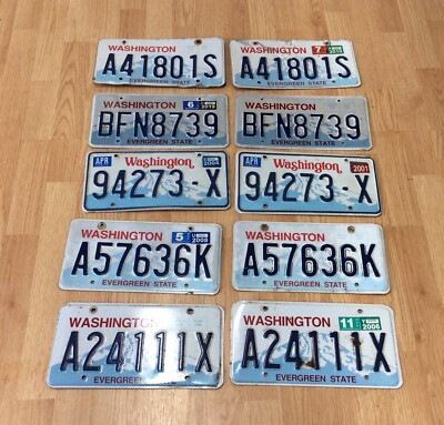 Set Of 5 Wa State Auto License Plates 10 Vehicle License Plates Lot ...