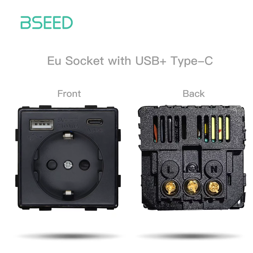 EU Standard Wall Socket Frames Power Socket Plug Glass Panel Touch ...