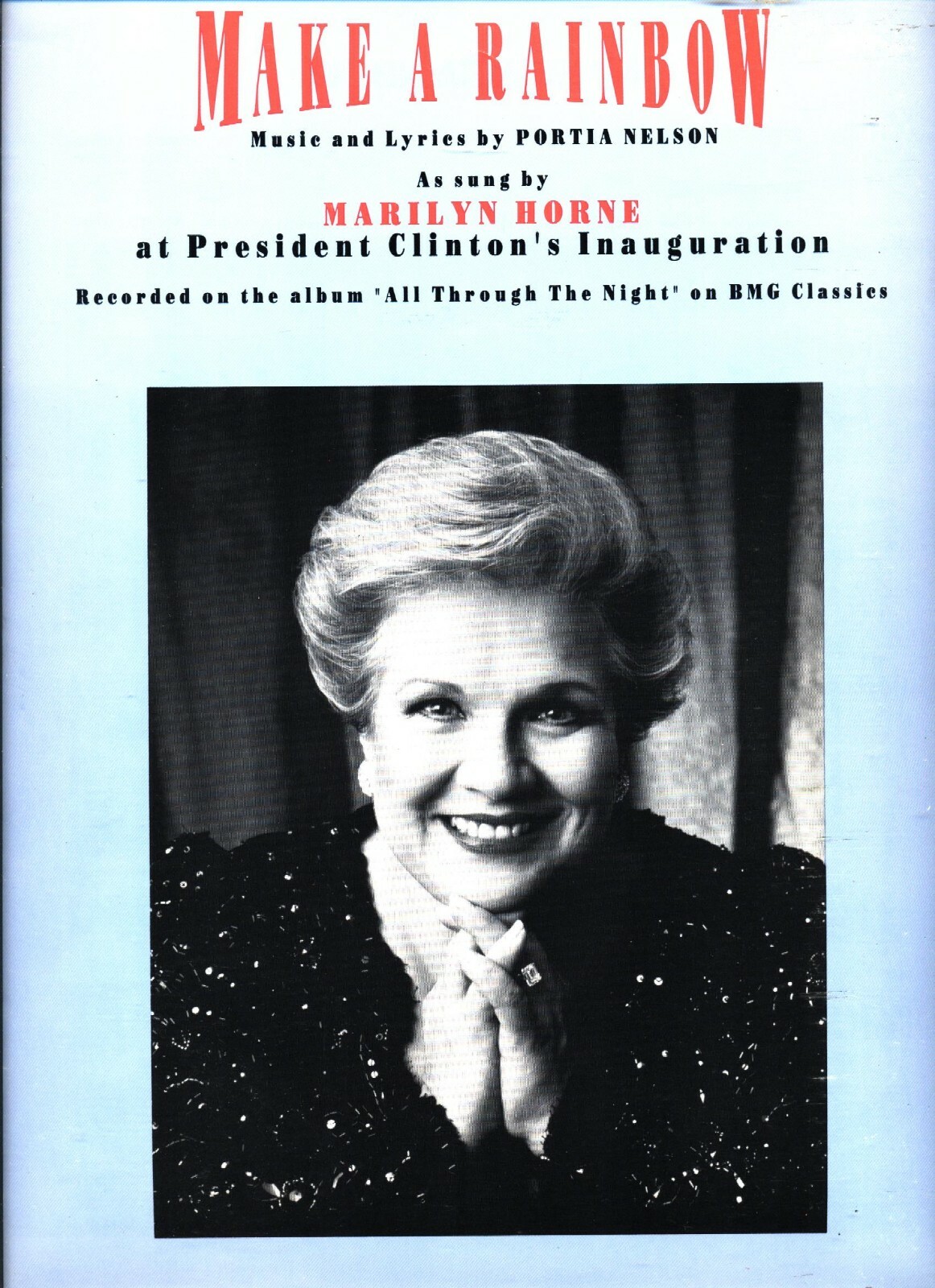 MARILYN HORNE MAKE A RAINBOW SHEET MUSIC PRESIDENT CLINTON'S ...