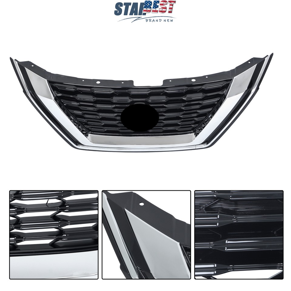 Front Bumper Upper Grill W/o Camera Hole For Nissan Rogue S 2021-2023 ...