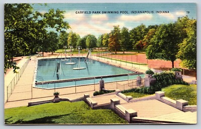 Garden Park Swimming Pool Indianapolis Indiana Vintage Postcard | eBay