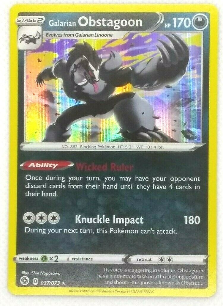 Galarian Obstagoon 037/073 Champion's Path Holo Rare Pokemon NM | eBay
