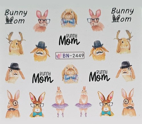 Nail Art Water Decal Transfer BN-2449 Easter Bunny rabbits cute Sticker ...