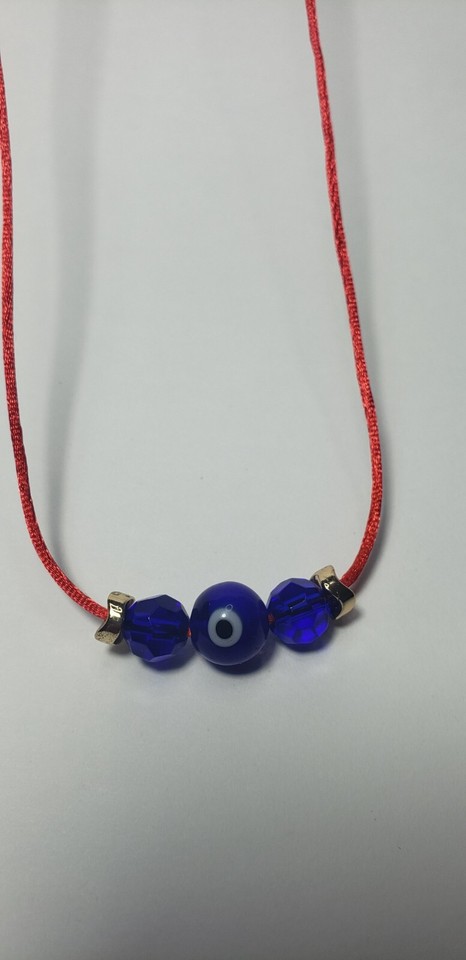 Good Luck eye Kabbalah protection NECKLACE evil eye red cord & crystals ...