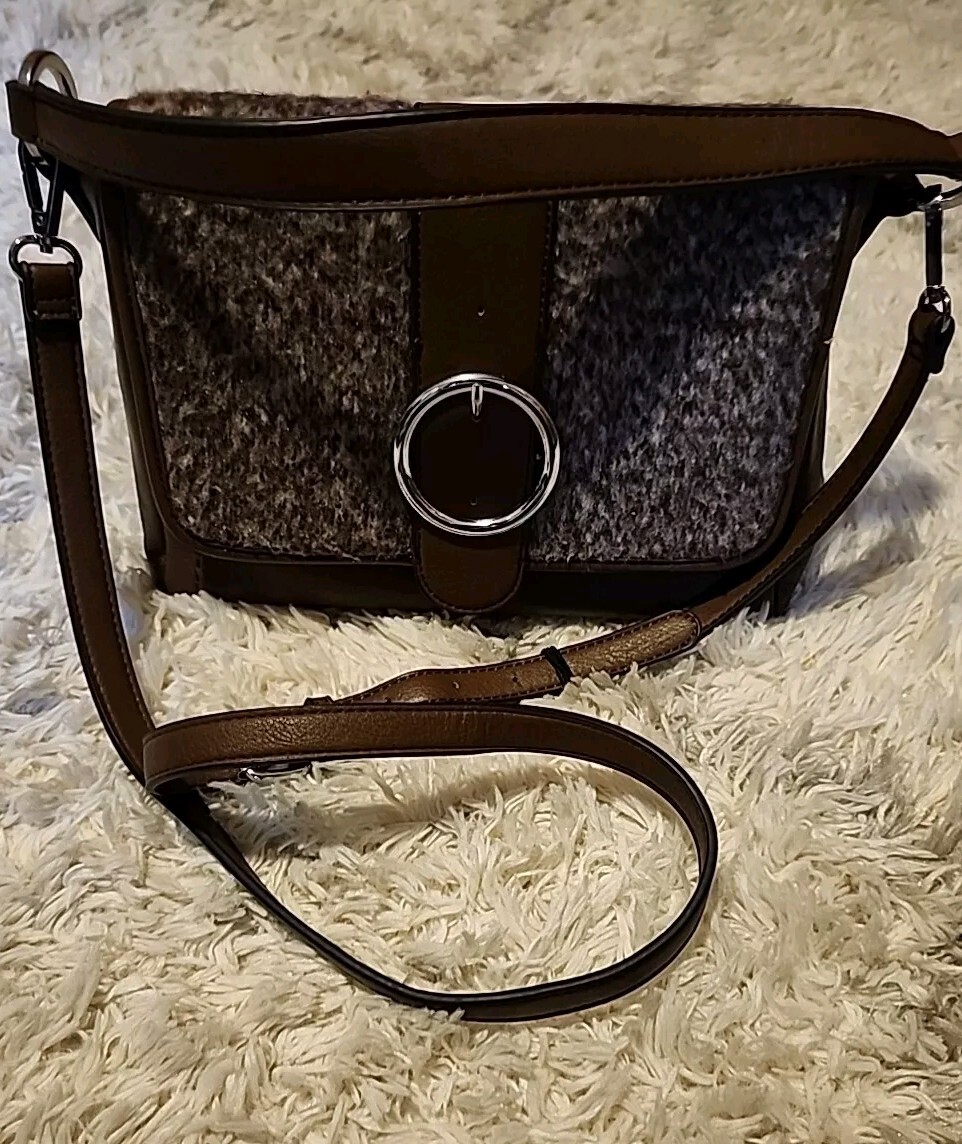 Magnolia & Vine Versa Brwn Faux Leather Draper Flap Crossbody Carry ...