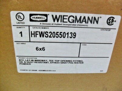HFWS20550139 HUBBELL / WIEGMANN N12, LAY-IN WIREWAY, TEE TOP OPENING ...