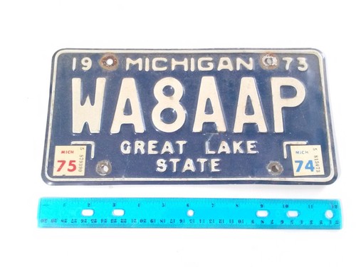 1973 Michigan AMATEUR HAM RADIO License Plate WA8AAP | eBay