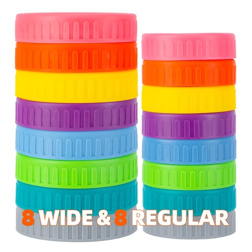 BOOMIBOO [16Pack] Intended For Mason Jar Lids, Wide Mouth & Regular ...