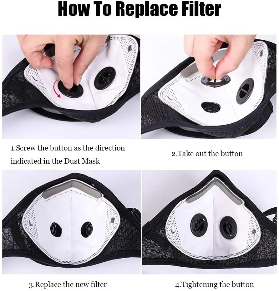 Breathable Carbon Filter Face Mask with Valve – Reusable for Sports ...