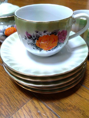 Retro tea cup set 4 pieces with sugar pot | eBay