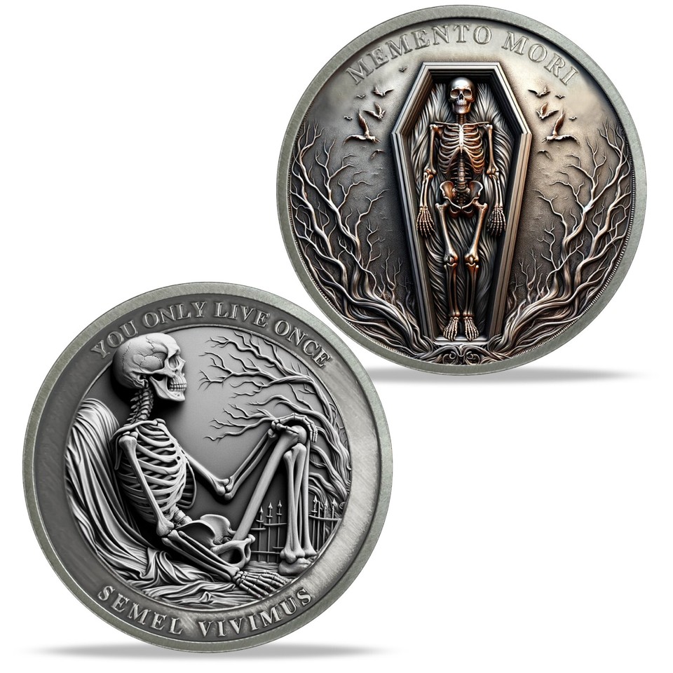 Stoic Skull Memento Mori Memento Vivere Challenge Coin Death Gifts For ...